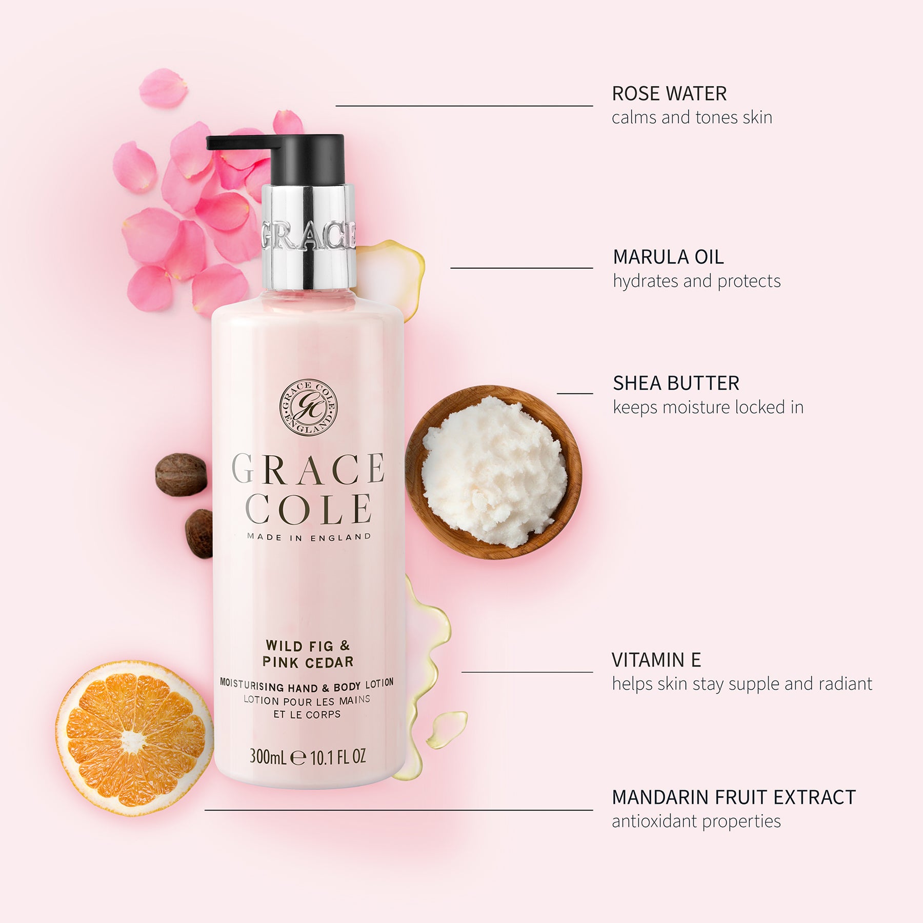 Grace Cole Wild Fig & Pink Cedar Moisturising Hand & Body Lotion| Vegan ...